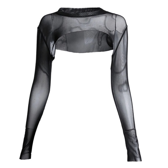 Tops | Mesh Crop Top Sheer Shrug Bolero Long Sleeve Edc | Poshmark